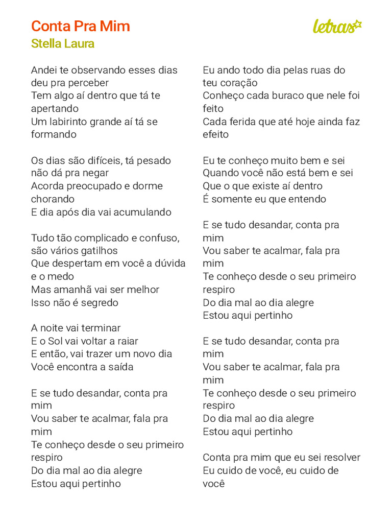 Letra da Música "Conta Pra Mim" | PDF