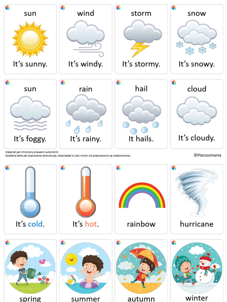 Seasons and Weather Flashcards | PDF