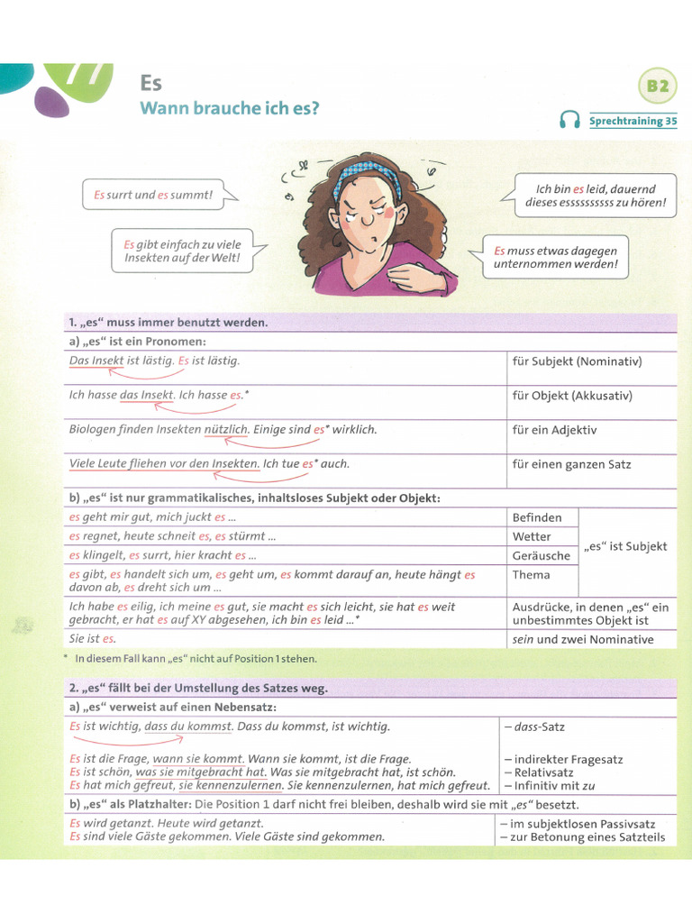 Grammatikblatt Es | PDF