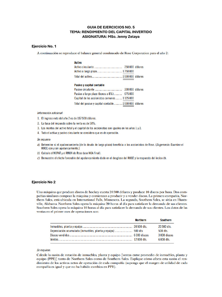 AEF Guia de Ejercicios No. 5 | PDF