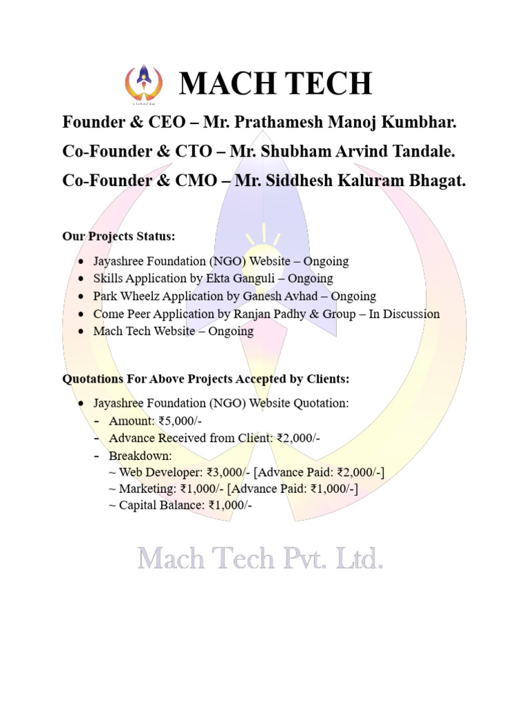Mach Tech Project Status and Funding Needs | PDF