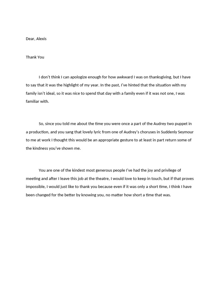 Alexis Thank You Note | PDF | Art