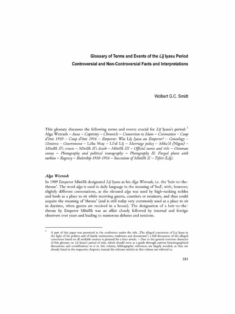 Terms and Events of The Lij Iyasu Period | PDF | Ethiopia