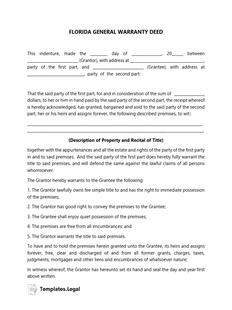 Warranty Deed Form | PDF | Deed | Conveyancing