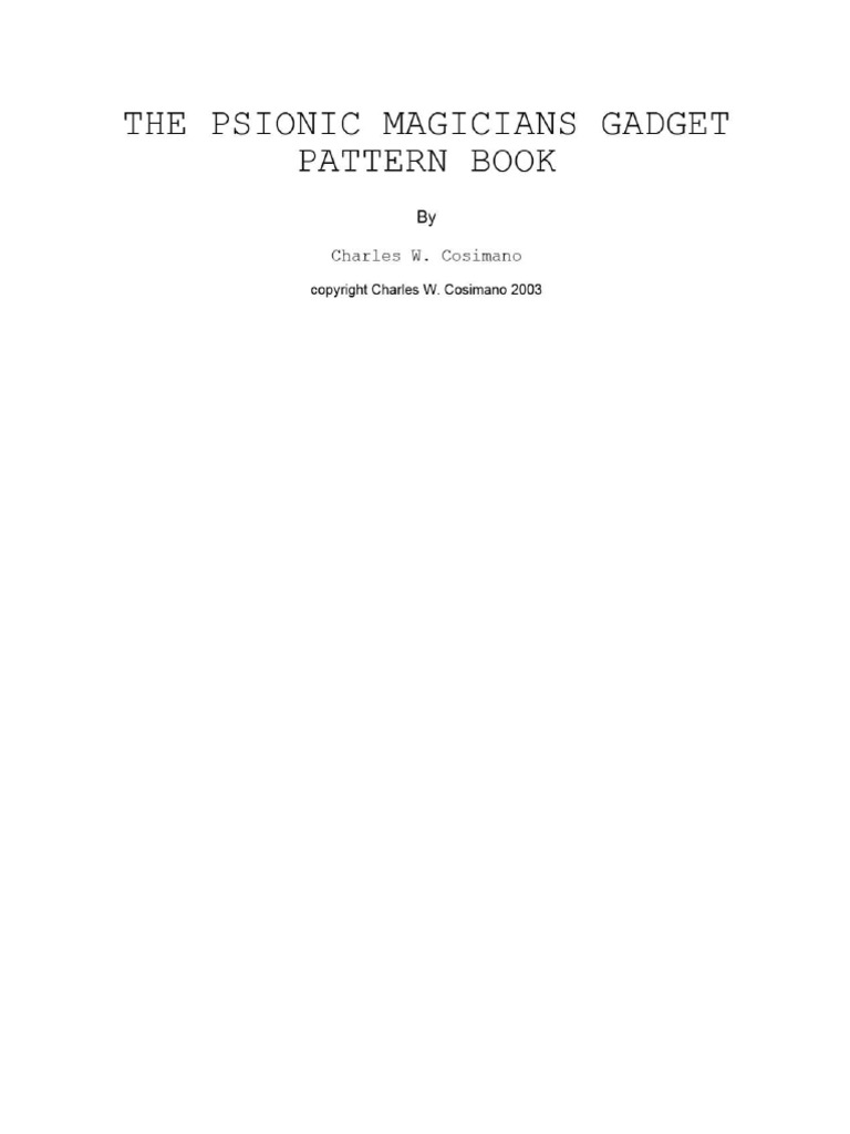 Psionic Gadget Pattern Book | PDF