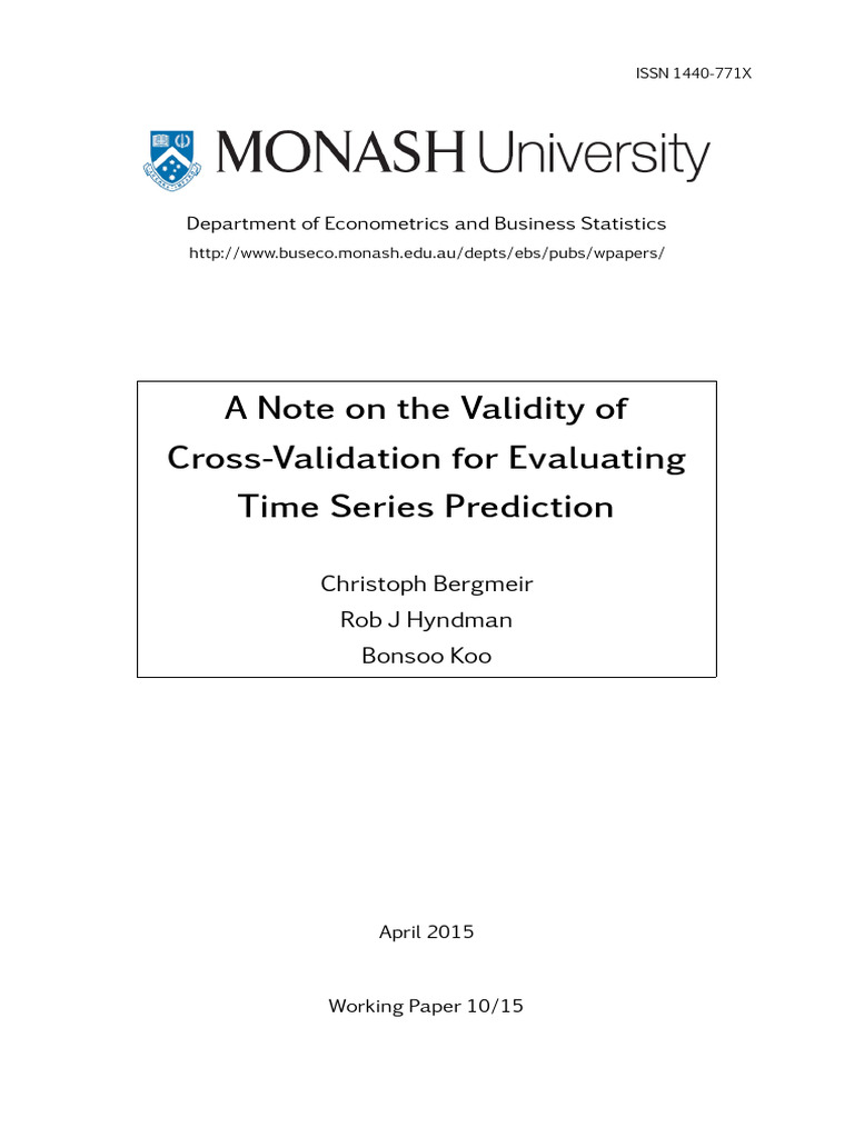 A Note On The Validity of Cross-Validation For Evaluating Time Series Prediction | PDF | Cross ...
