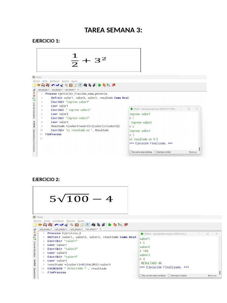 TAREA SEMANA 3 - Algoritmo | PDF