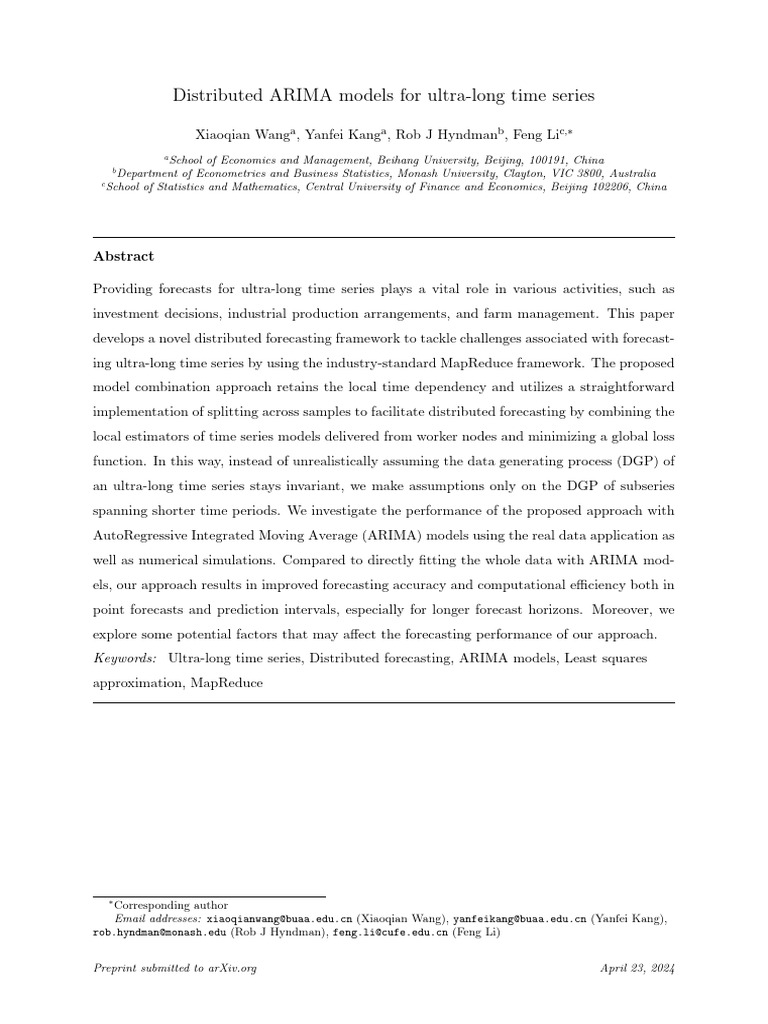 Distributed ARIMA Models For Ultra-Long Time Series | PDF ...