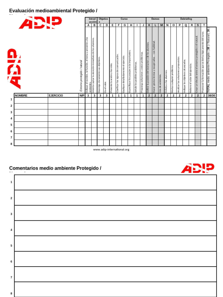 ADIP - Ardoises - Evaluations - 2024 - 001 Es | PDF