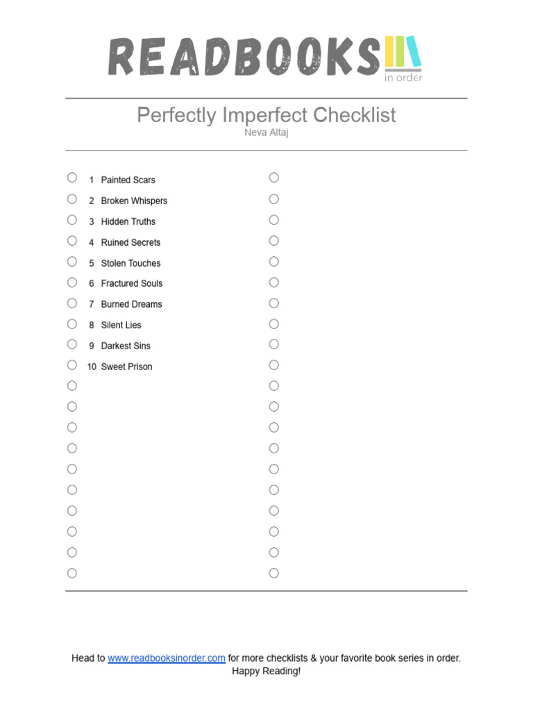 Perfectly Imperfect Book Series Checklist | PDF