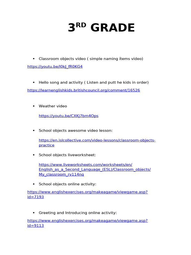 3rd Grade Online Activities | PDF