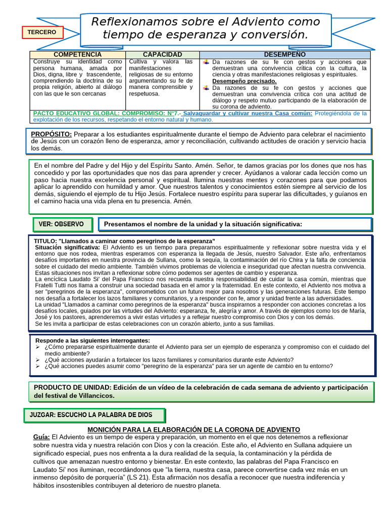 Reflexionamos Sobre El Adviento Como Tiempo de Esperanza y Conversión ...