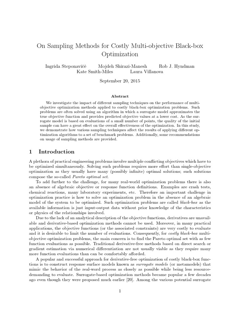 On Sampling Methods For Costly Multi-Objective Black-Box Optimization ...