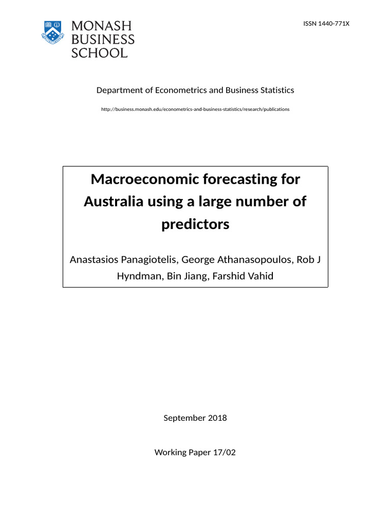 Macroeconomic Forecasting For Australia Using A Large Number of Predictors | PDF | Regression ...