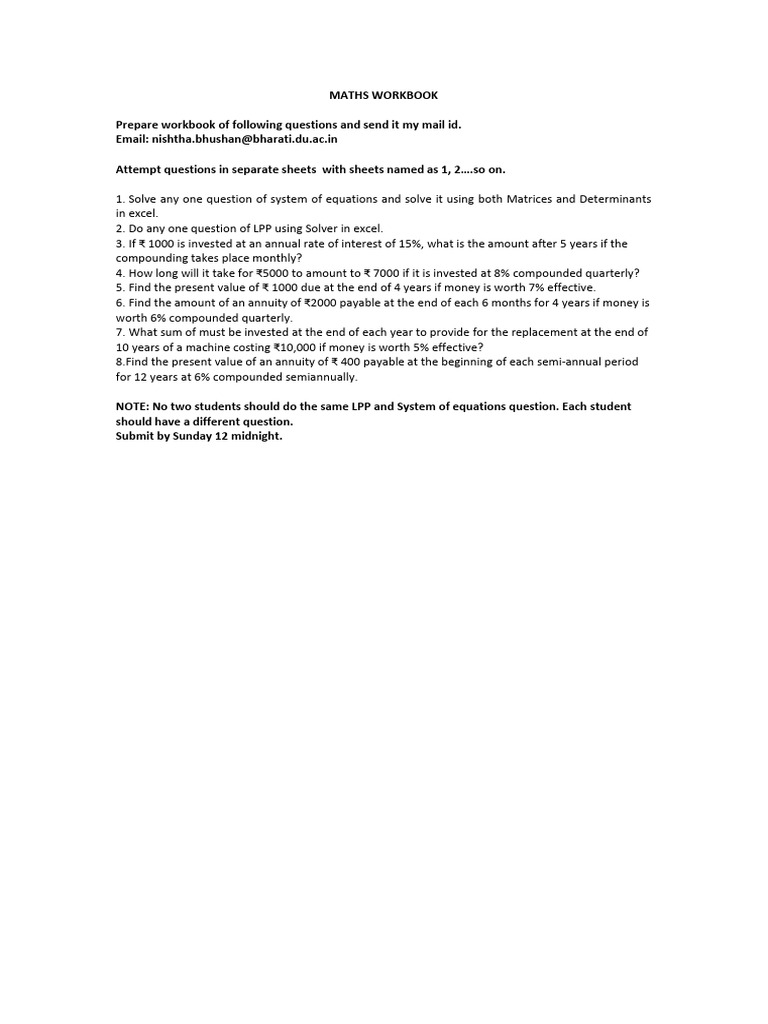 Maths Workbook Pdf Career And Growth Finance And Money Management