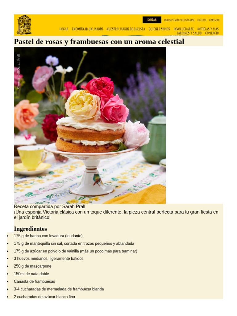 Pastel de Rosas y Frambuesas Con Un Aroma Celestial | PDF | Pasteles | Cocina occidental