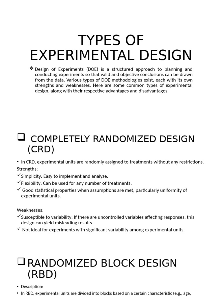 Types of Experimental Design | PDF | Design Of Experiments | Experiment