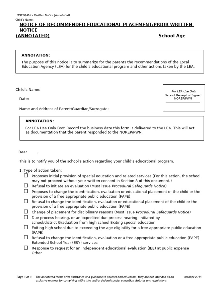 Understanding NOREP for IEP Processes | PDF | Individualized Education ...