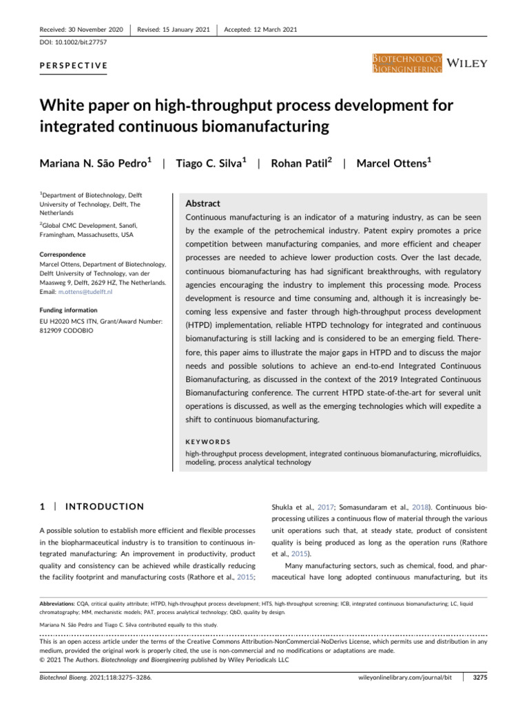 High-Throughput Development in Biomanufacturing | PDF | Chromatography | Sensor