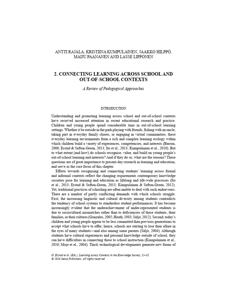 Connecting Learning Across School and Ou | PDF | Pedagogy | Learning