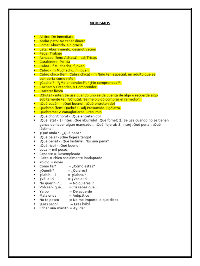 Modismos Mas Comunes | PDF | Arte