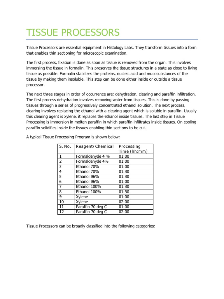 Tissue Processing | PDF