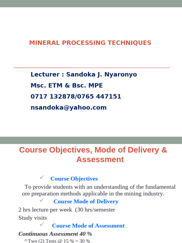 Mineral Processing Techniques | PDF | Ore | Mill (Grinding)