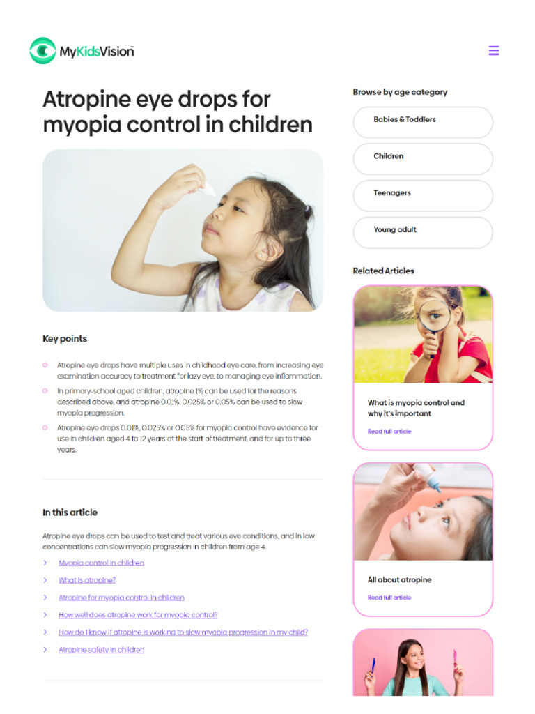 Atropine Eye Drops For Myopia Control in Children - 102342 | PDF