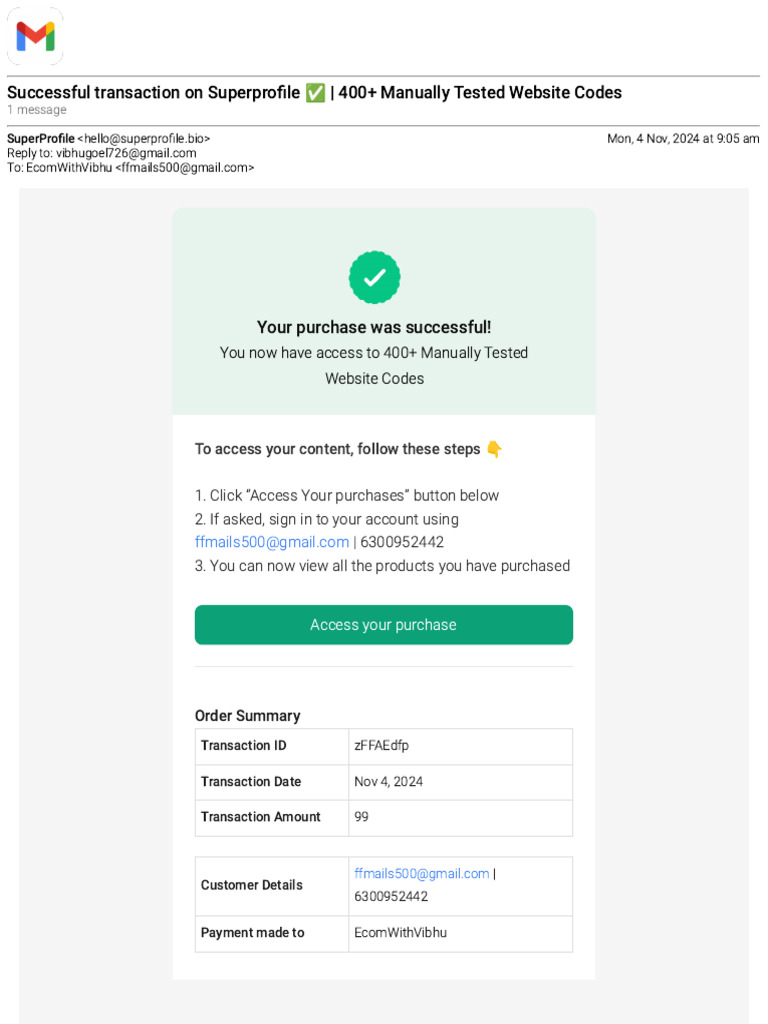 Successful Purchase: 400+ Website Codes | PDF | Law