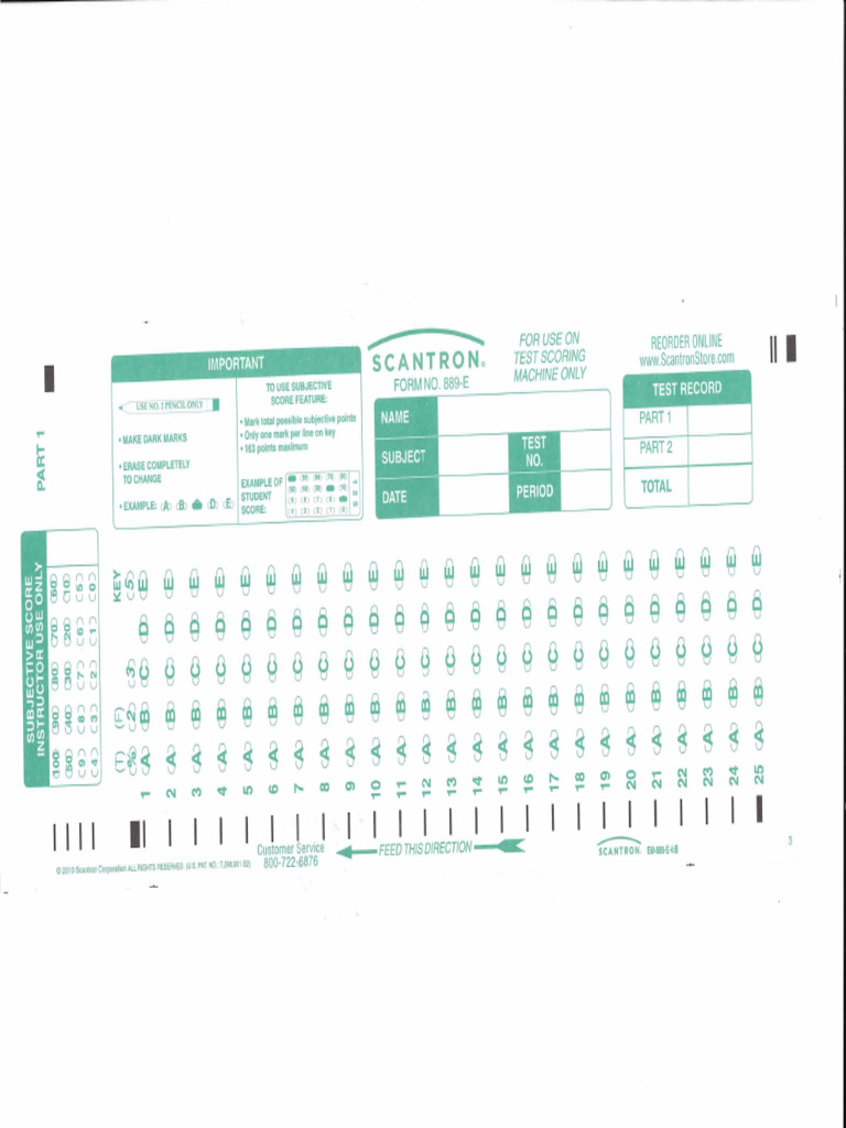 Scantron Card EXAMPLE | PDF