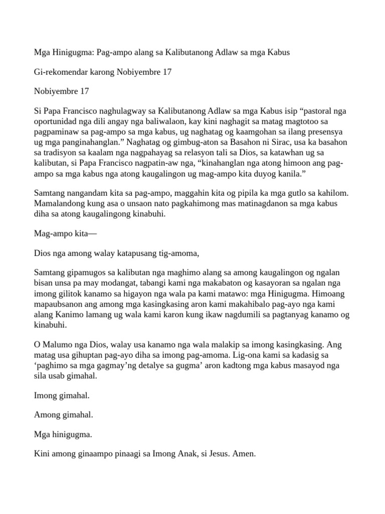 Prayer For Poor Nov.17 | PDF