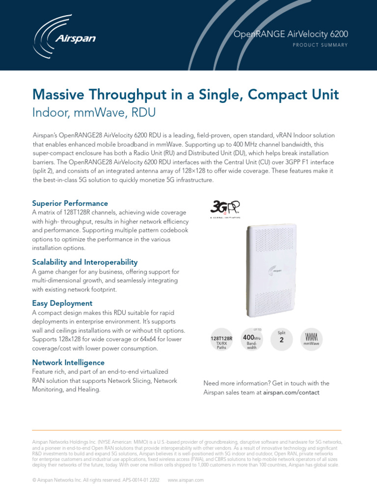OpenRANGE AirVelocity 6200 | PDF | Service Industries | Telecommunications
