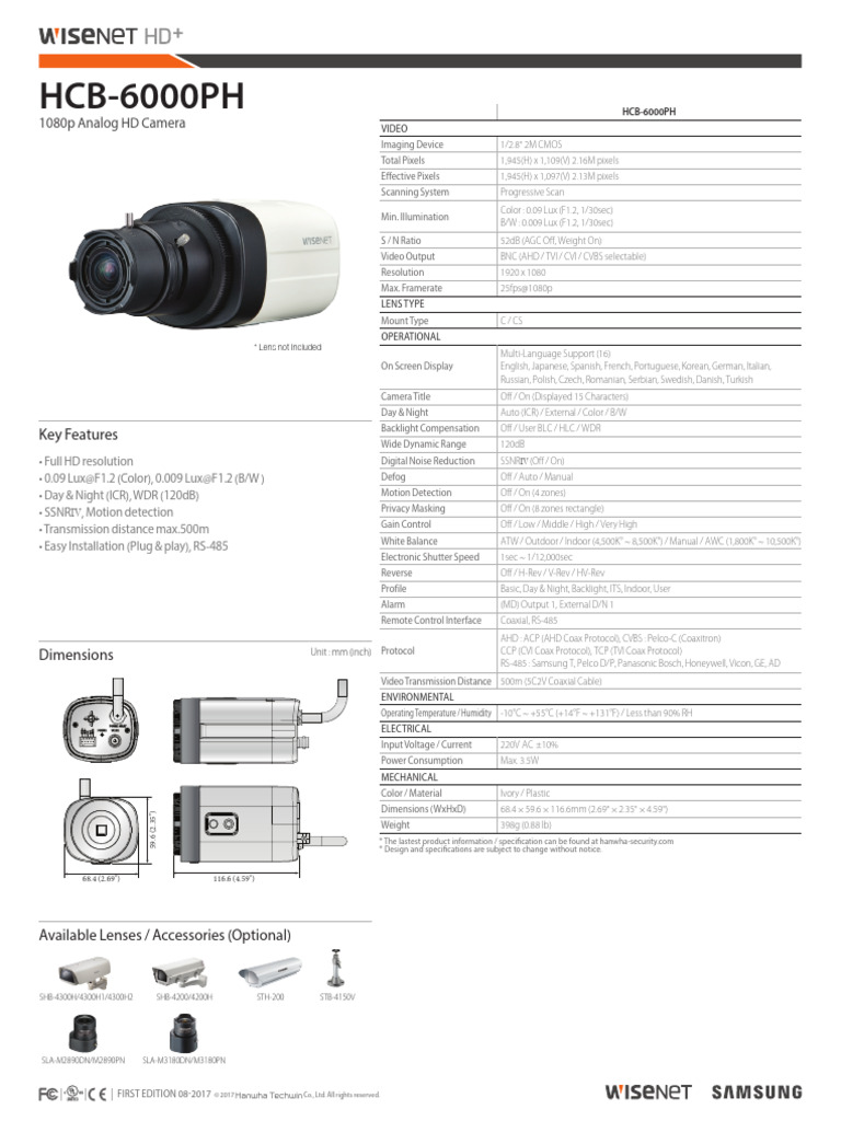 DataSheet HCB-6000PH 170926095855 EN | PDF | Display Resolution ...