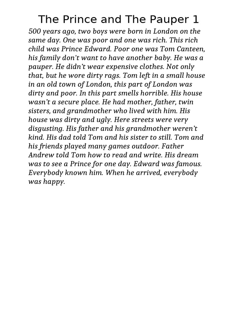 The Prince and The Pauper 1 | PDF