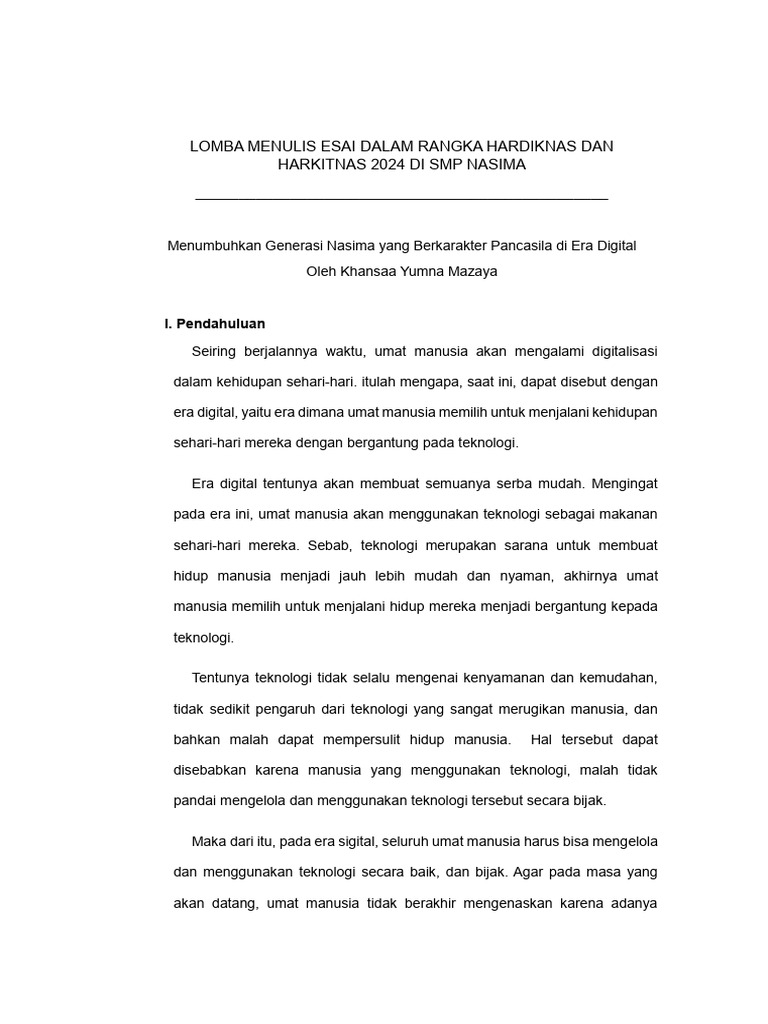 Essay VII B - Yumna M | PDF