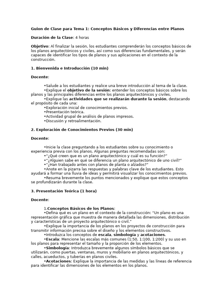 Guion Clase 1 | PDF | Cuestionario | Maestros