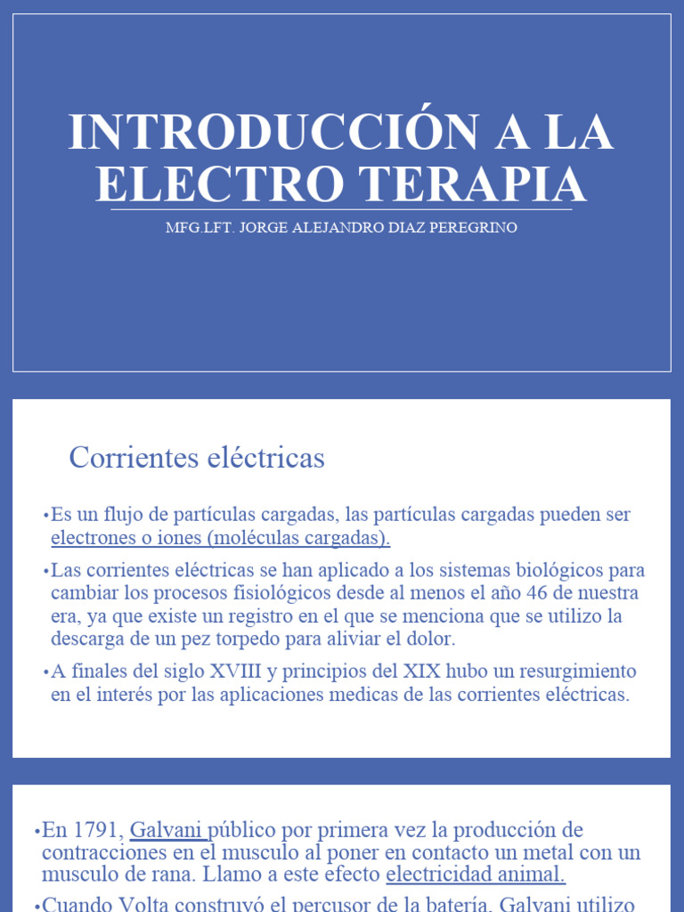 Introducción A La Electro Terapia | PDF | Corriente eléctrica | Ingenieria Eléctrica