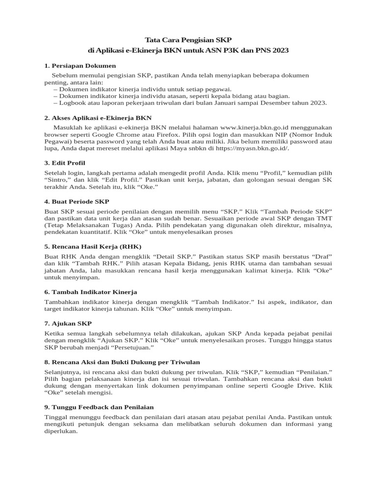 Penyusunan SKP 2023 | PDF