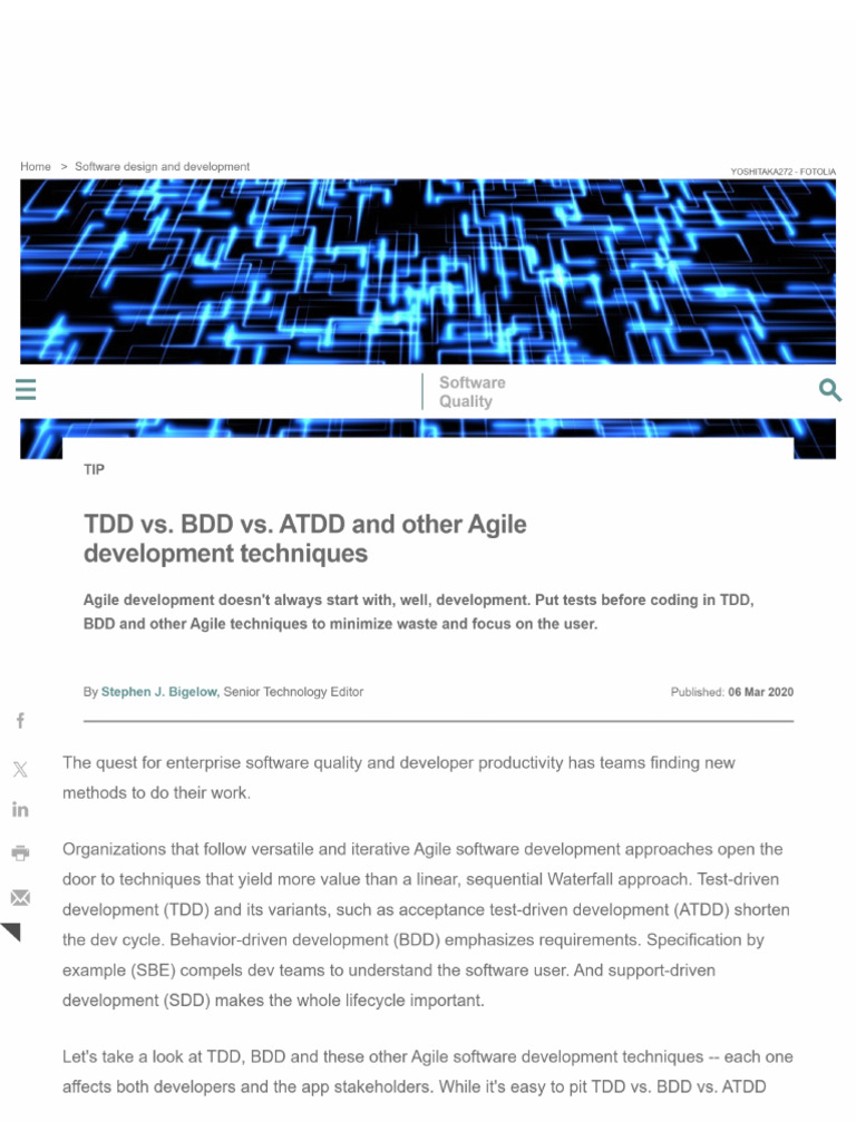 Tdd Vs Bdd Vs Atdd And Other Agile Development Techniques Techtarget Pdf