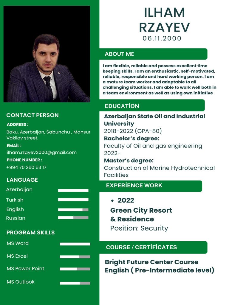 Resume of Ilham Rzayev | PDF
