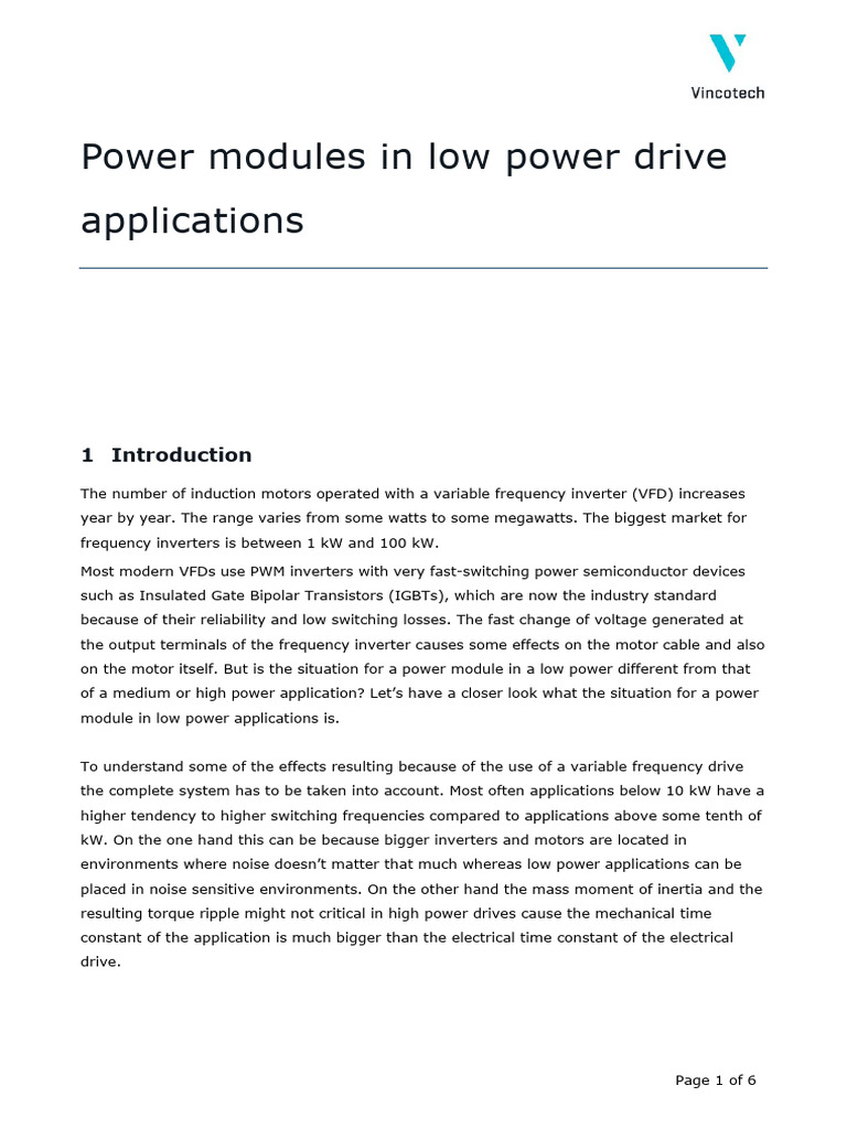 Vincotech TP-2018-11-v001 Power Modules in Low Power Drive applications ...