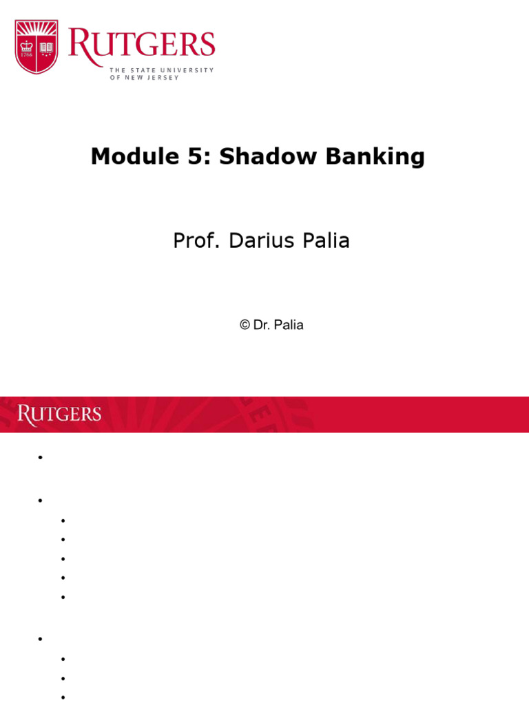Module 5 - Shadow Banking | PDF | Repurchase Agreement | Mortgage Backed Security