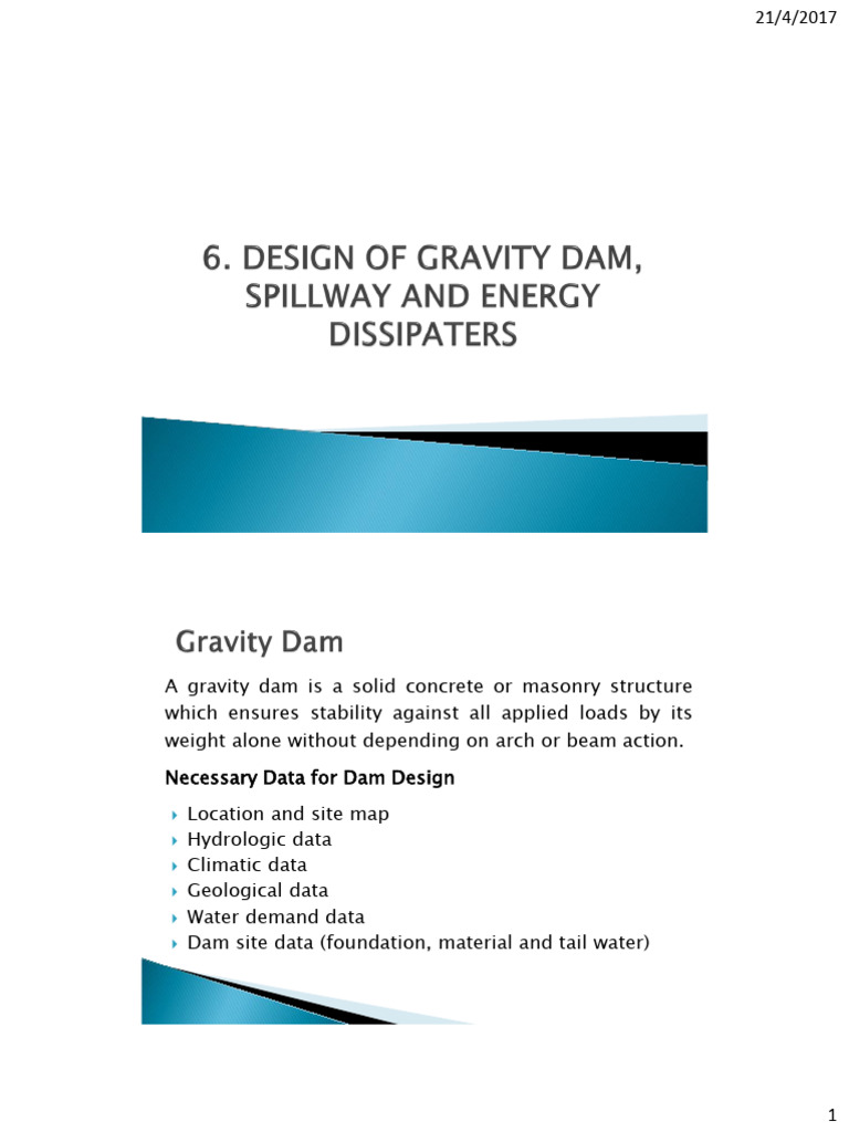Design of Gravity Dam - Spillway and Energy Dissipaters-1 | PDF ...