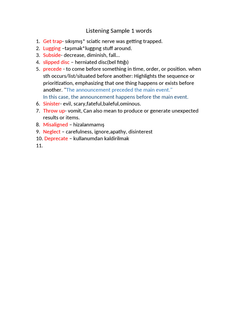 Listening Sample 1 Words | PDF