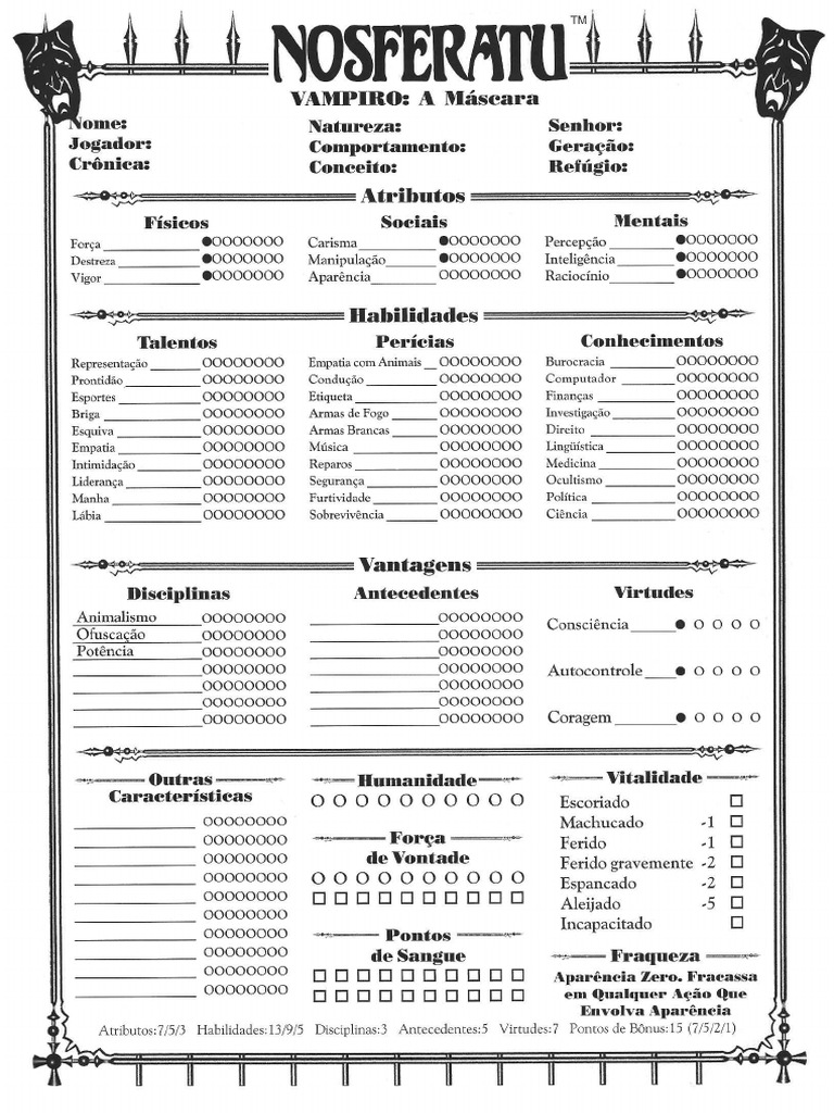 Ficha Nosferatu 2ed | PDF