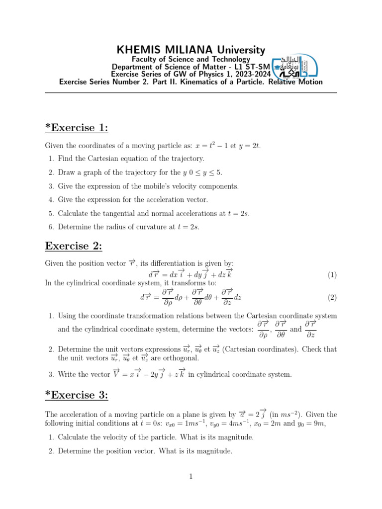 Exercise Series 2 Part 2 | PDF | Acceleration | Kinematics