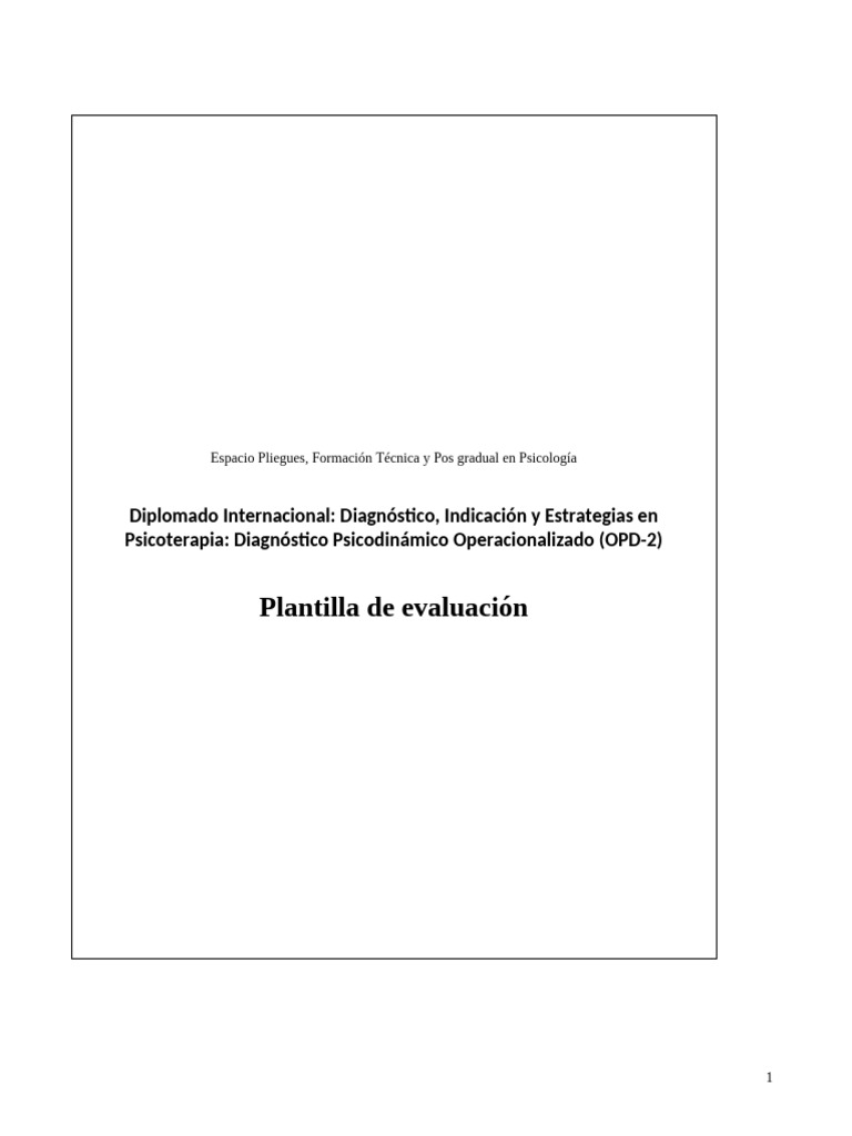 Plantilla OPD-2 Clase 25jul2024 Caso 1 | PDF | Trastorno mental ...