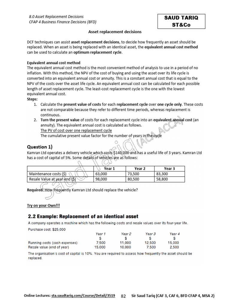 8. Asset Replacement | PDF | Net Present Value | Present Value