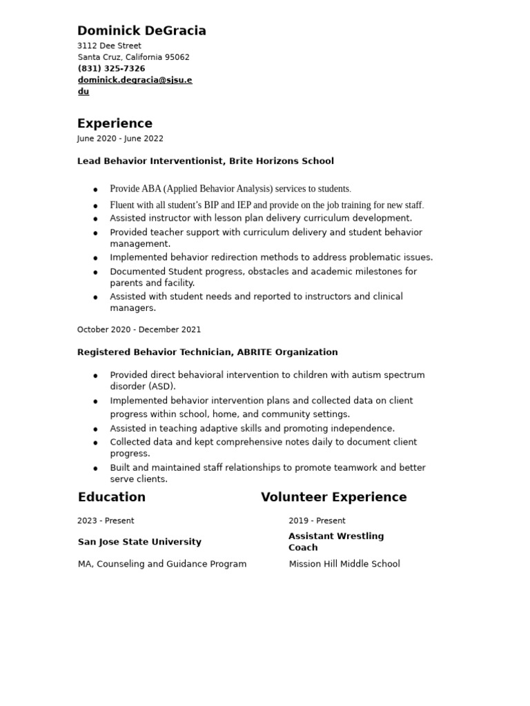 NEW Resume For Placement | PDF | Behavioural Sciences | Psychology