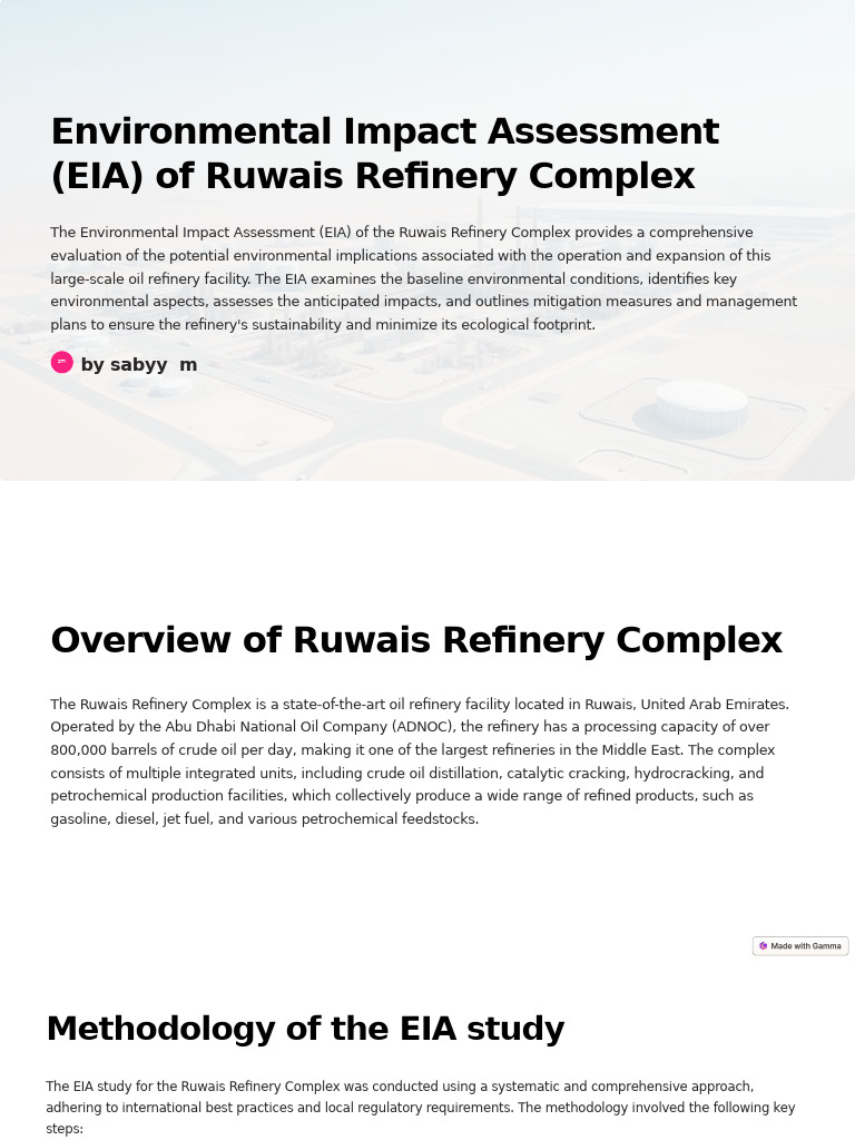 EIA of Ruwais Refinery Complex | PDF | Environmental Impact Assessment ...